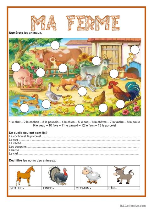 Animaux Ma Ferme Français Fle Fiches Pedagogiques Pdf And Doc