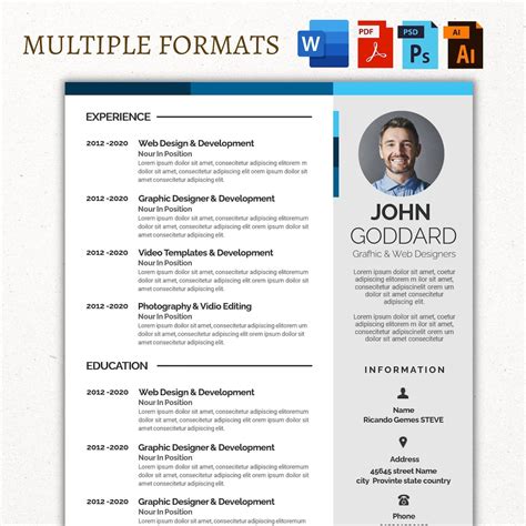 Formal Resume Template Resume Template Word Ai Psd Pdf Etsy
