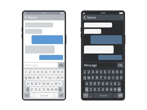 Premium Vector Smartphone Chat Black Or White Screen Mobile Device Keyboard With Messaging