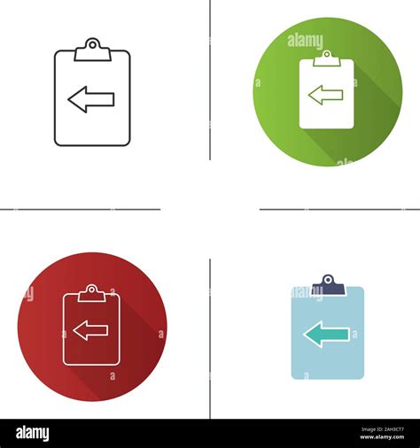 Assignment Return Icon Clipboard With Left Arrow Flat Design Linear