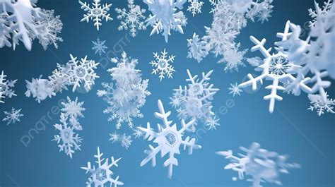 많은 눈송이가 하늘에 떨어지고 있습니다 겨울 파란색 배경 메리 크리스마스와 새해 복 많이 받으세요 디자인에 3d 떨어지는 크리스마스 눈송이 고화질 사진 사진 크리스마스