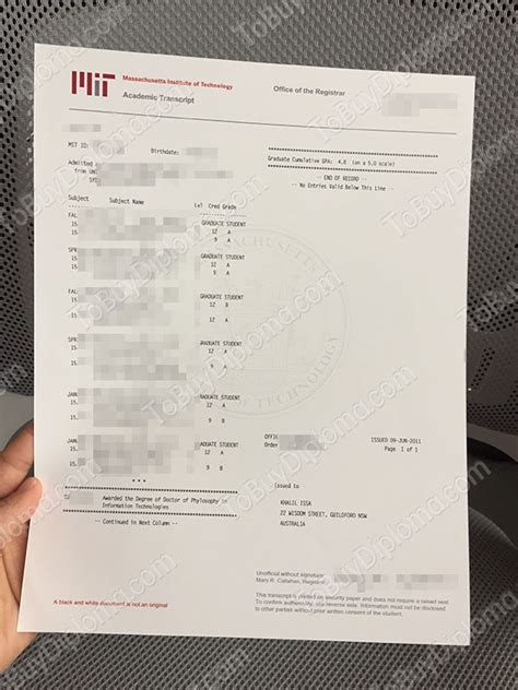 Design The Massachusetts Institute Technology Fake Transcript To