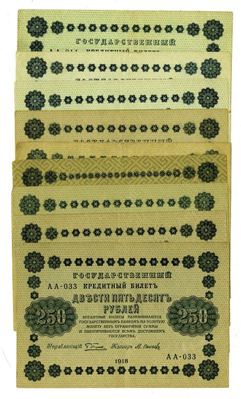 State Treasury Notes 1918 Group Of 9 With 9 Different Signatures P 93 Issued Banknotes