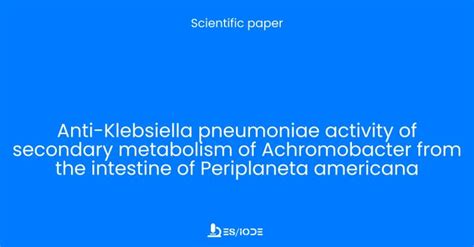 Esiode On Linkedin Scientific Research Anti Klebsiella Pneumoniae