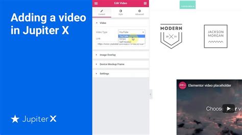 adding a video in jupiter x youtube