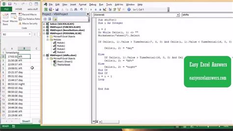 Compare Times Using The Timeserial In Vba In Excel Youtube