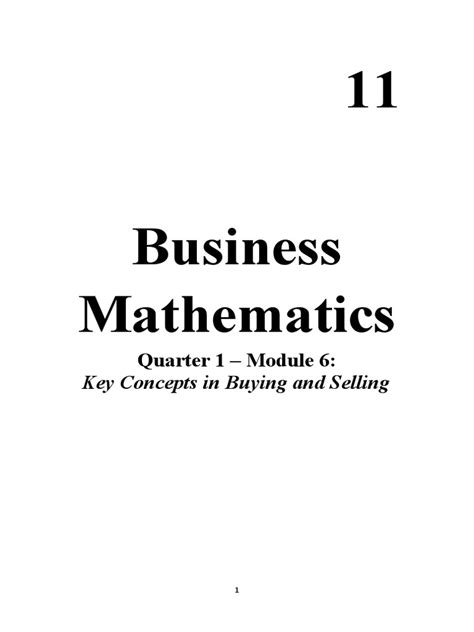 business mathematics module 6 pdf learning business