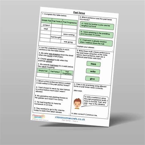 Year 6 Past Tense Mixed Activity Resource Classroom Secrets