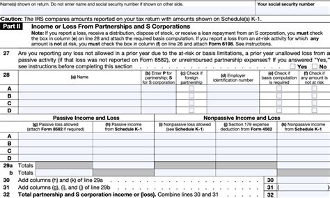Irs Schedule E Instructions Supplemental Income And Loss