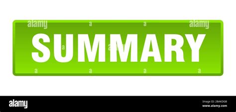 Summary Button Summary Square Green Push Button Stock Vector Image And Art Alamy