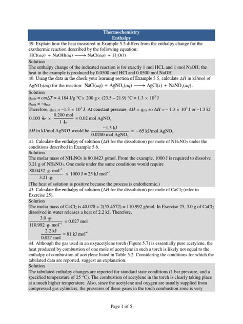 Thermochemistry Enthalpy Pdf Mole Unit Chemistry