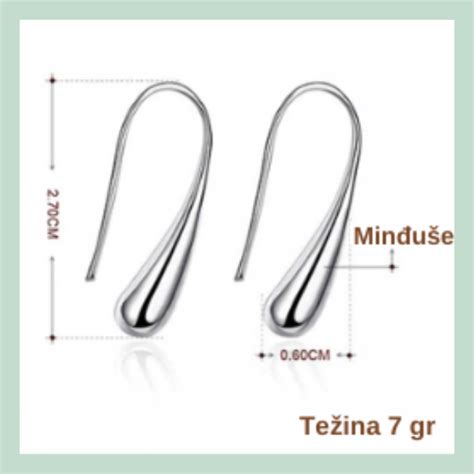 Srebrne Minđuše U Obliku Kapi Vode Hope Nakit