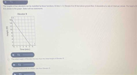 Solved The Heights Of Two Elevators Can Be Modelled By Linear