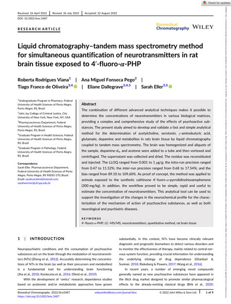 Pdf Liquid Chromatography Tandem Mass Spectrometry Method For Simultaneous Quantification Of