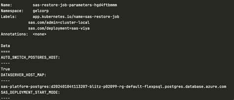 Restore A Viya Backup With Sas Viya Backup And Database Point In Time Restore