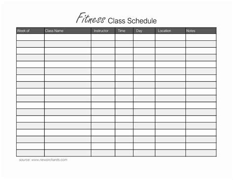 Free Excel Fitness Templates