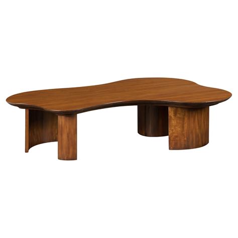 Curved Silhouette With Organic Shape Wooden Montagne Cocktail Table For