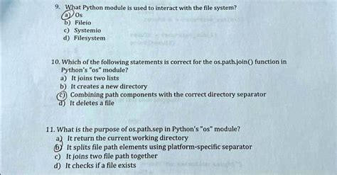 Solved 9 What Python Module Is Used To Interact With The File System