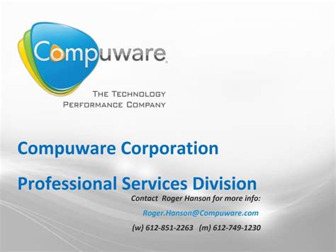 Compuware Professional Services Overview Ppt
