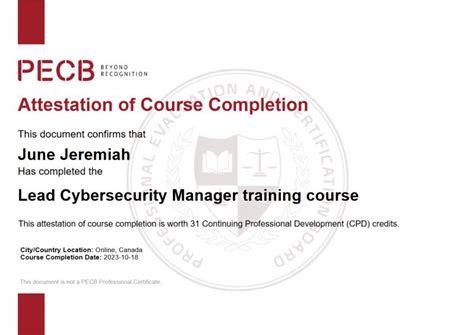 I Just Completed Lead Cybersecurity Manager Course Thanks To Pecb For… Dr June Jeremiah Phd