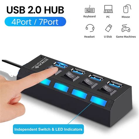 Jual High Speed 4 Ports Usb Hub 2 0 Adapter Expander Multi Usb Splitter Multiple Extender With