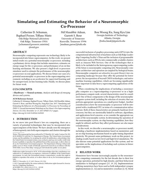 Pdf Simulating And Estimating The Behavior Of A Neuromorphic Co Processor