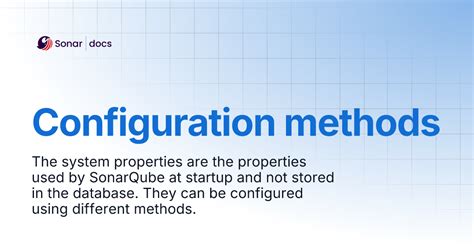 Configuration Methods Sonar Documentation