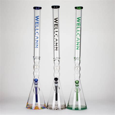 Wellcann 29 Curved Tube Beaker Bong Heavy Duty 7mm Glass With Thi
