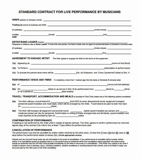Wedding Band Contract Template Fresh 20 Music Contract Templates Word