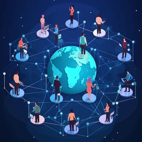 Premium Ai Image People Are Standing Around A Globe With A Network Around It Generative Ai