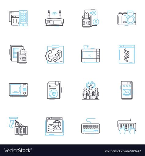 Machine Linear Icons Set Automation Robotics Vector Image