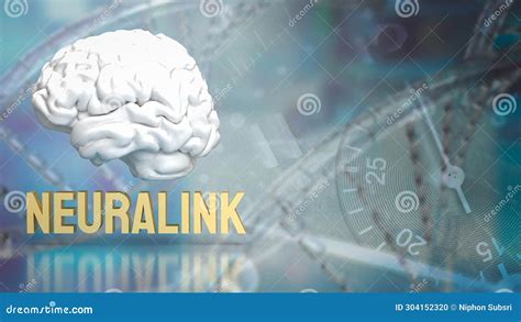 The Neurolink And Brain For Neurotechnology Concept 3d Rendering Stock Illustration