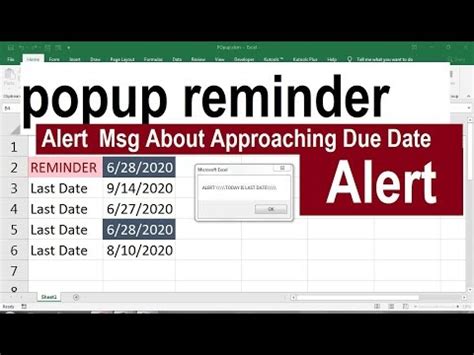 Learn Excel Popup Reminder In Excel