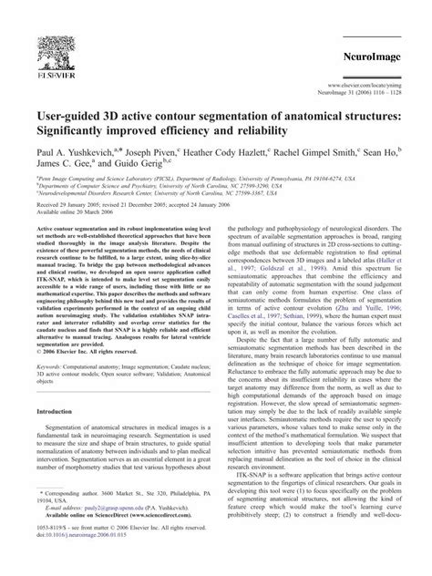 Pdf User Guided 3d Active Contour Segmentation Of Anatomical Gerig