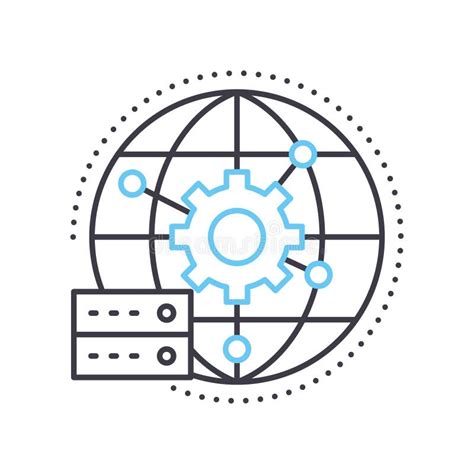 Global Network Line Icon Outline Symbol Vector Illustration Concept