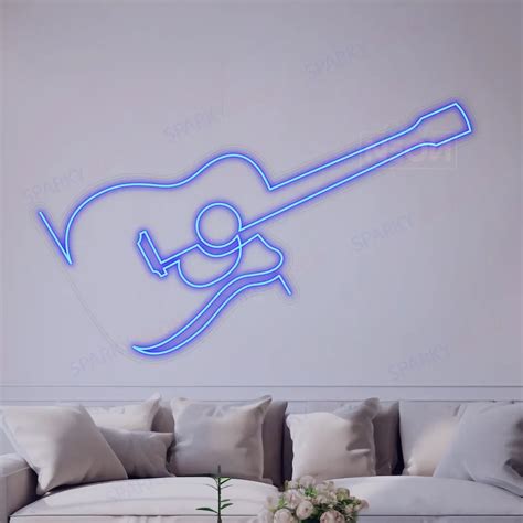 Guitar Neon Sign Led Light Cool Music Wall Decor For Rooms And Studios