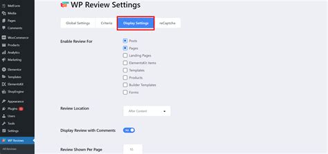 Ultimate Review Display Settings