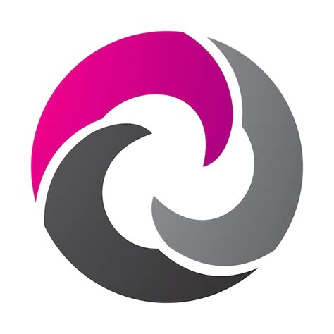 마젠타색과 검은색 물결 모양의 문자 O 아이콘 프리미엄 벡터