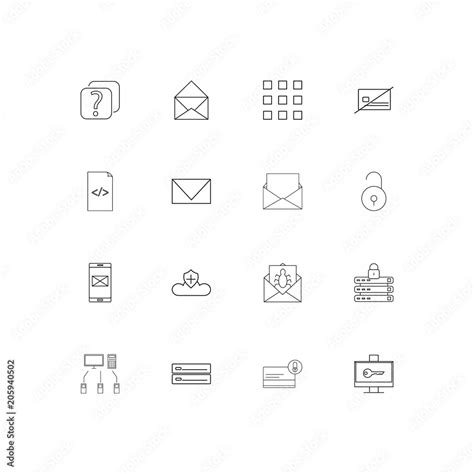 Cyber Security Linear Thin Icons Set Outlined Simple Vector Icons Stock Vector Adobe Stock