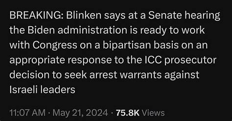Biden Will Work On A Bipartisan Basis To Sanction The Icc For Requesting Arrest Warrants For His