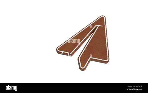 3d Rendering Of Gingerbread Cookie In Shape Of Symbol Of Paper Plane Isolated On White