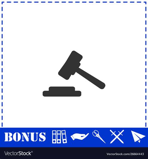 Hammer judge icon flat Royalty Free Vector Image