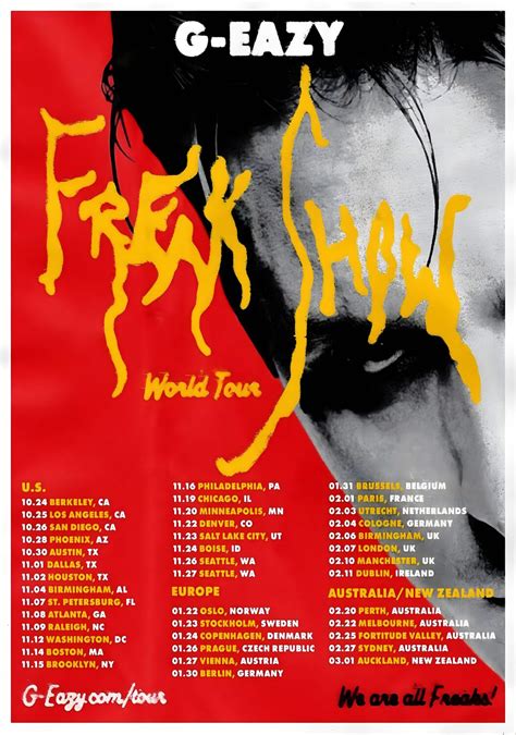 G Eazy Freak Show World Tour Poster