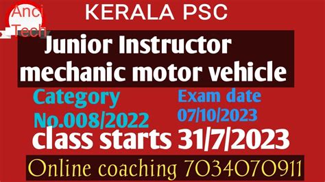 Kerala PSC Junior Instructor Mechanic motor vehicle syllabus discussion - YouTube