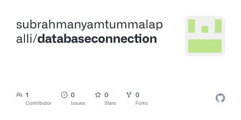 Github Subrahmanyamtummalapalli Databaseconnection