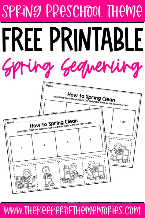 Free Printable Spring Cleaning Spring Sequencing Worksheets The