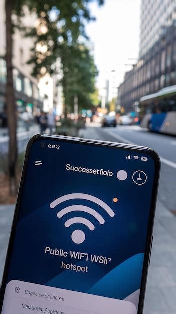Public Wifi Hotspot Connection City Street Access Internet On Smartphone Premium Ai Generated