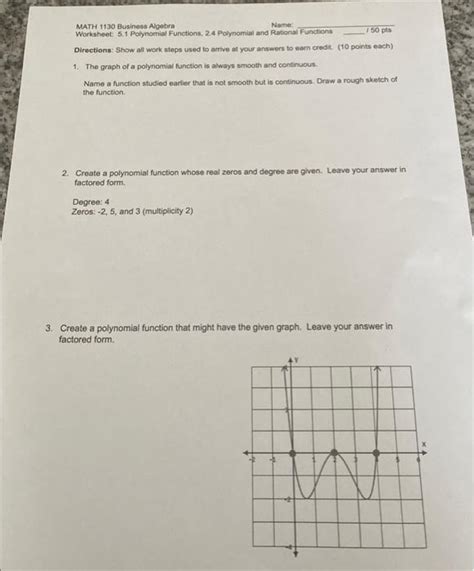 Solved Math 1130 Business Algebra Name Worksheet 51