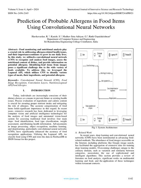 Prediction Of Probable Allergens In Food Items Using Convolutional