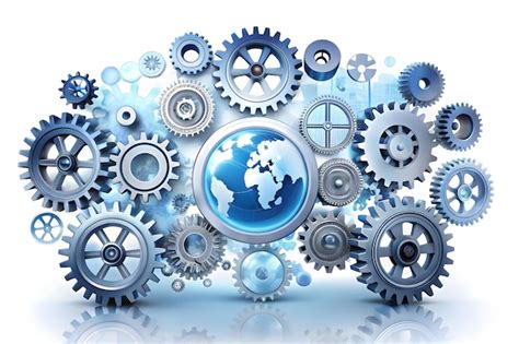 3d Glossy Background With Abstract Gears And Business Icons Concept As A Glossy Background